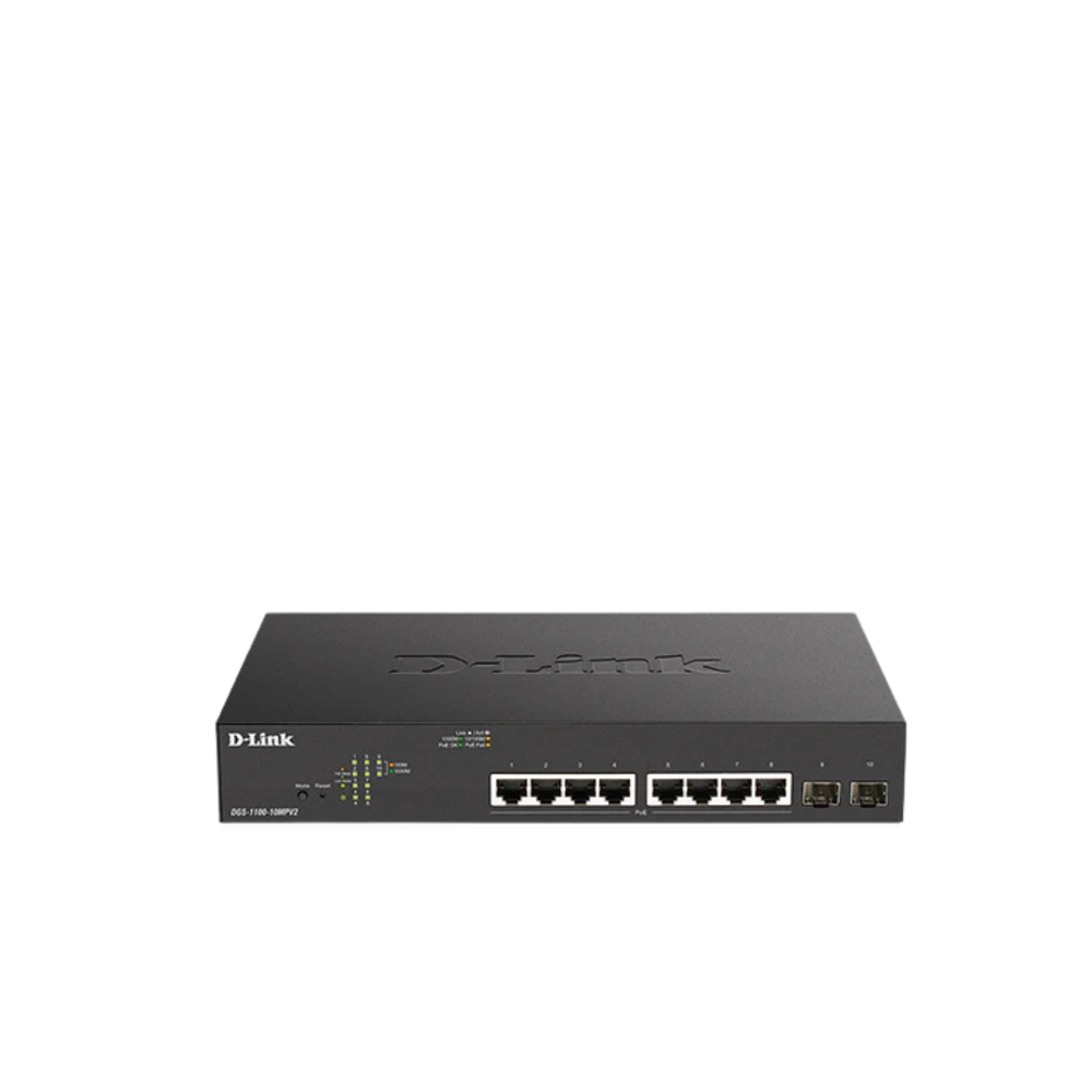 D-Link DGS-1100-10MPV2 | 10-port Gigabit Smart Managed PoE (130W) Switch with 2-port Gigabit ...