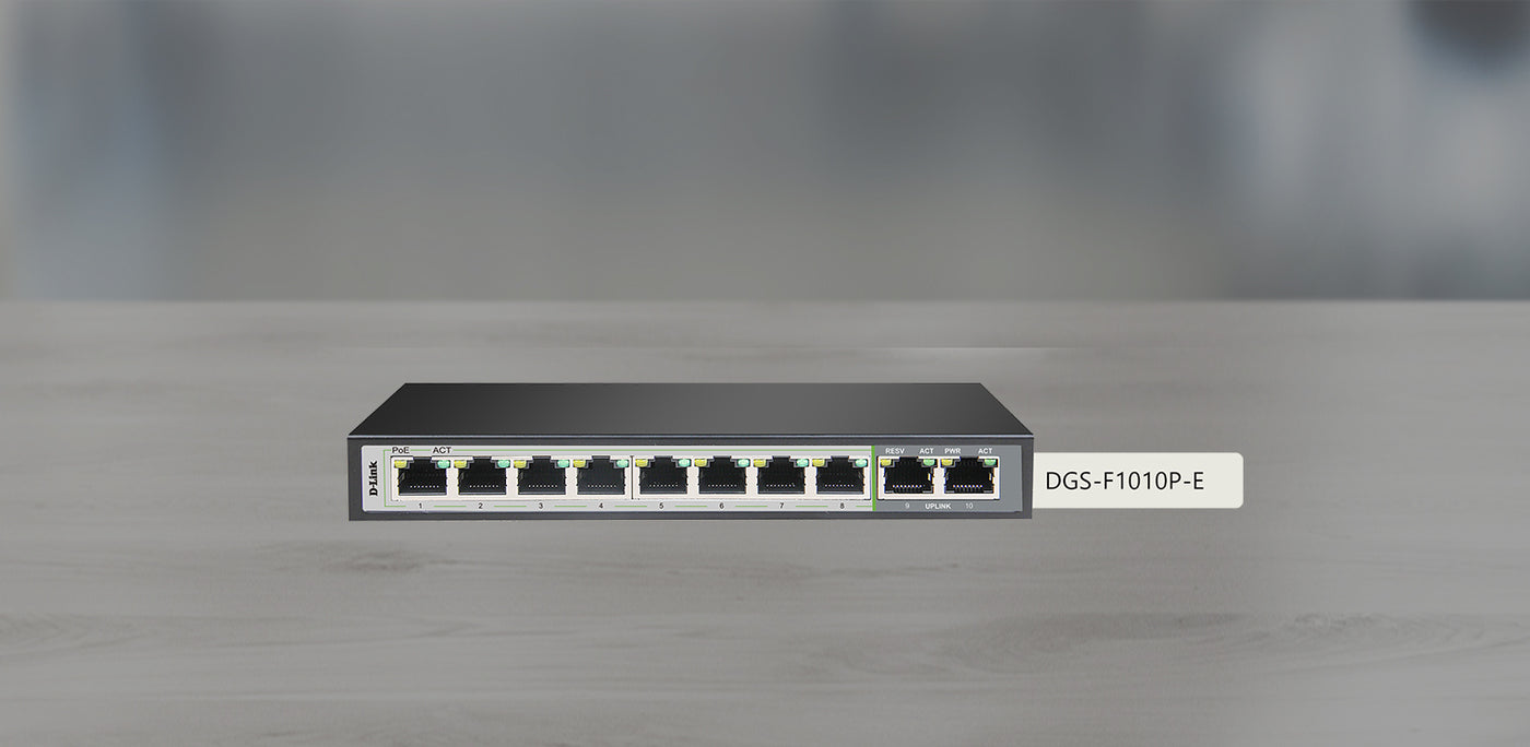 D-Link DGS-F1010P-E | 250M 10-Port Unmanaged Gigabit Switch with 8 PoE ...